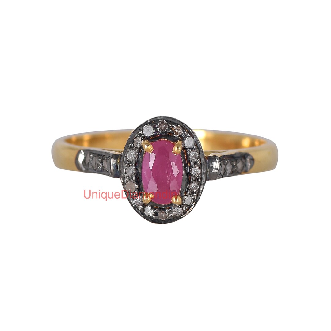Echte Diamant natürliche Rubin pflastern Diamantringe, 925 Sterling ...