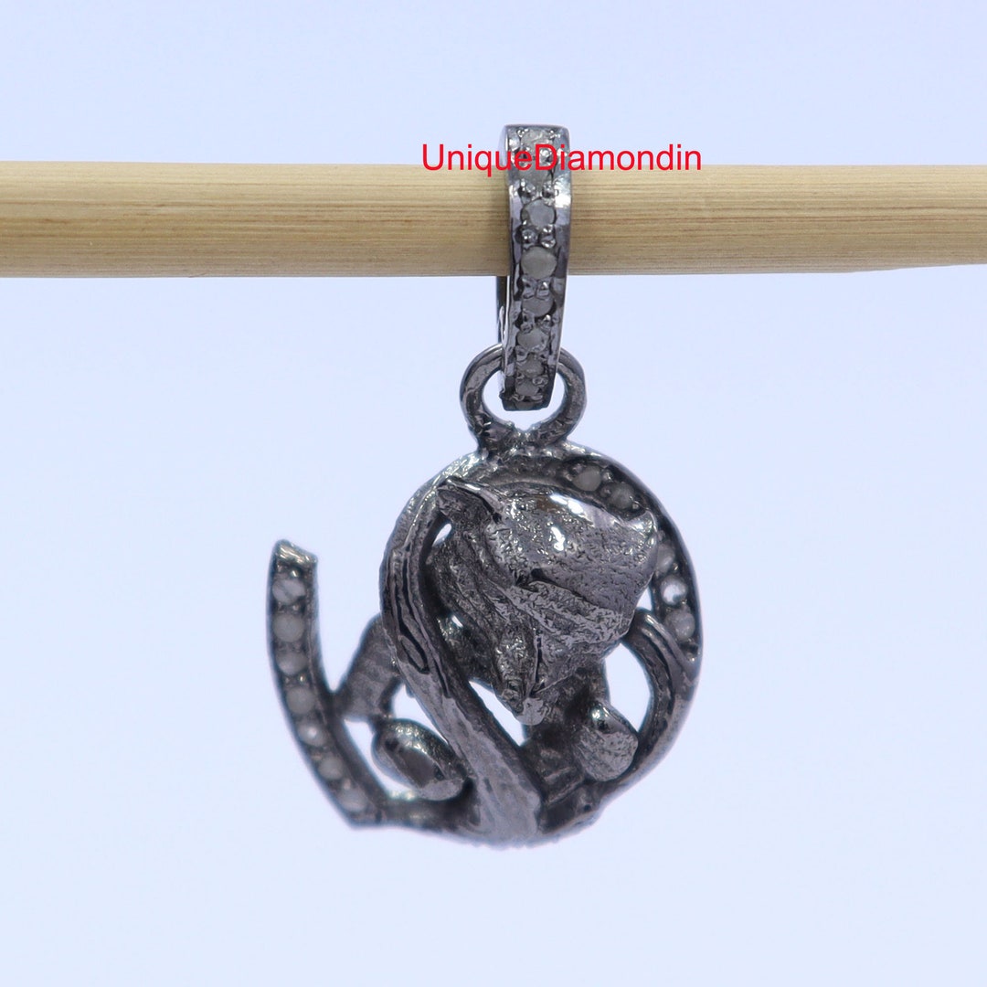 Animal Design Natural Pave Diamond Pendant, 925 Sterling Silver ...