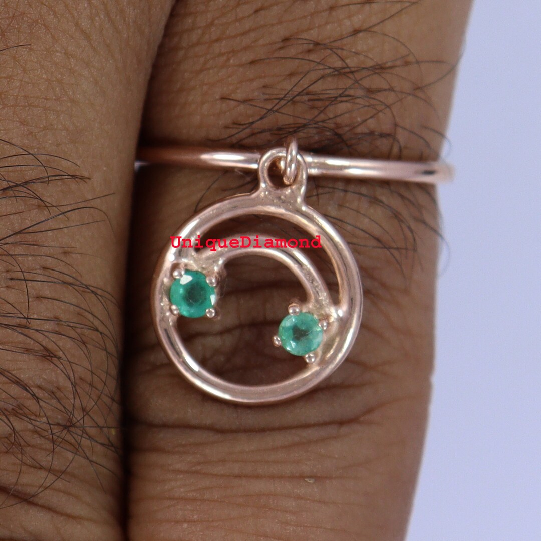 Beautifull Look Starling Silver Natural Emerald Ring, 925 Starling ...