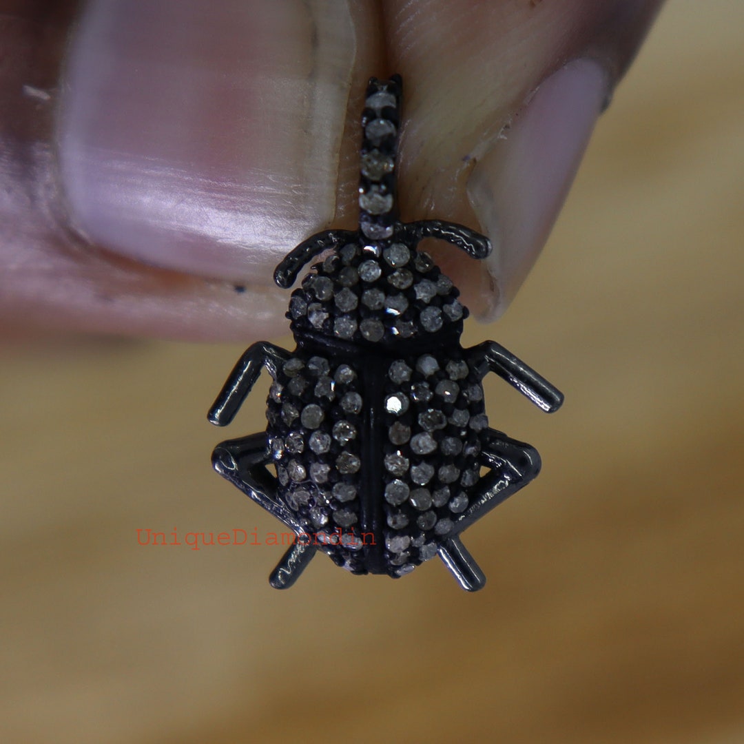 Beautiful Cockroach Design Natural Diamond Pendant, 925 Sterling Silver ...