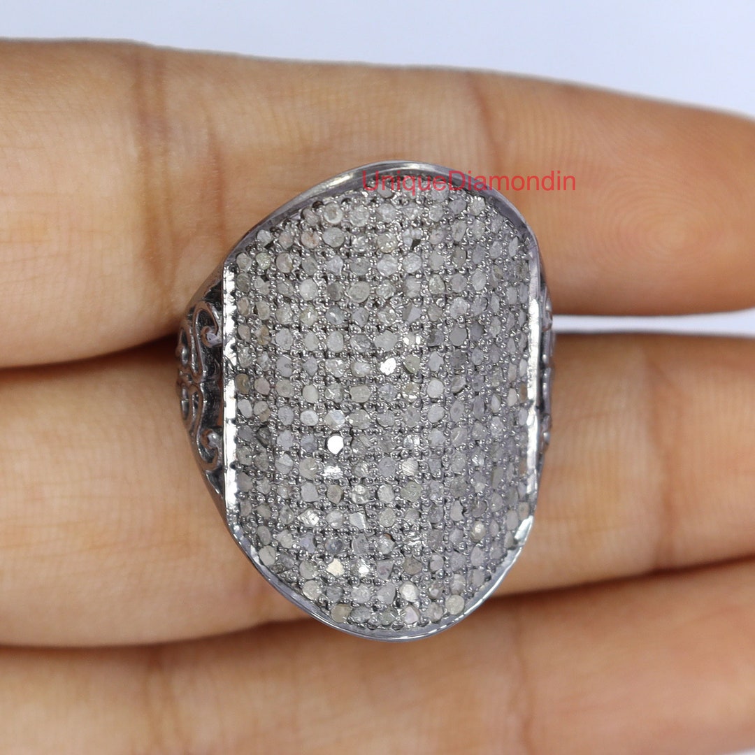 Natural Pave Diamond Ring, Mens & Womens Pave Diamond Rings, 925 ...