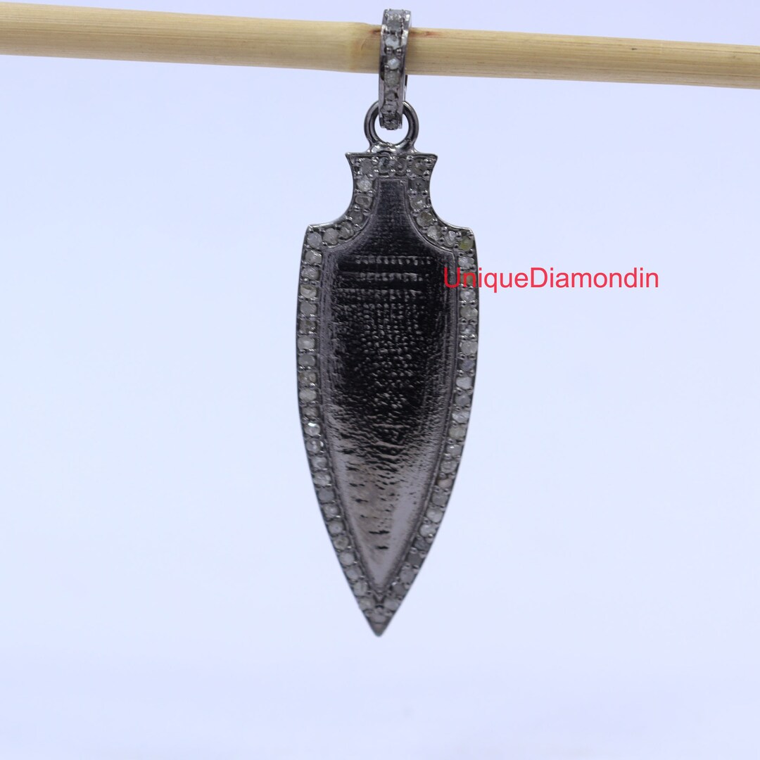 Natural Pave Diamond Arrowhead Pendant, Sterling Silver Jewelry, Unisex ...