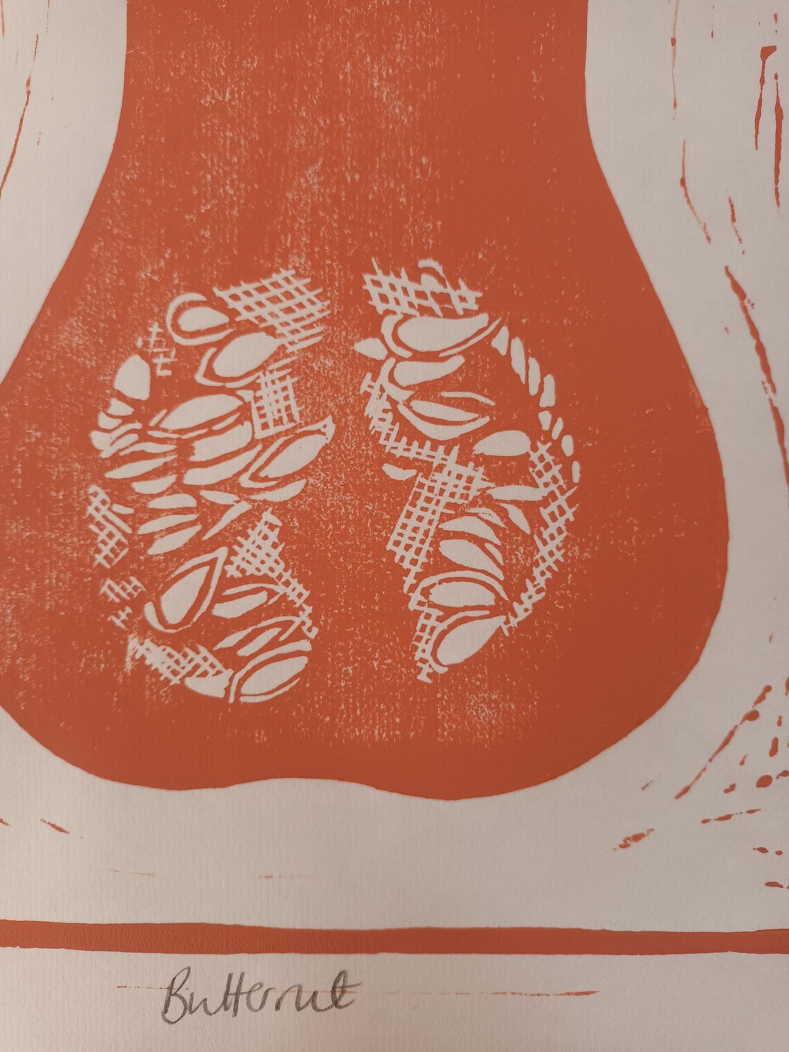 Original Art Lino Print Hand Printed Wall Art Butternut Squash ...