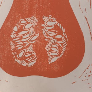 Original Art Lino Print Hand Printed Wall Art Butternut Squash ...