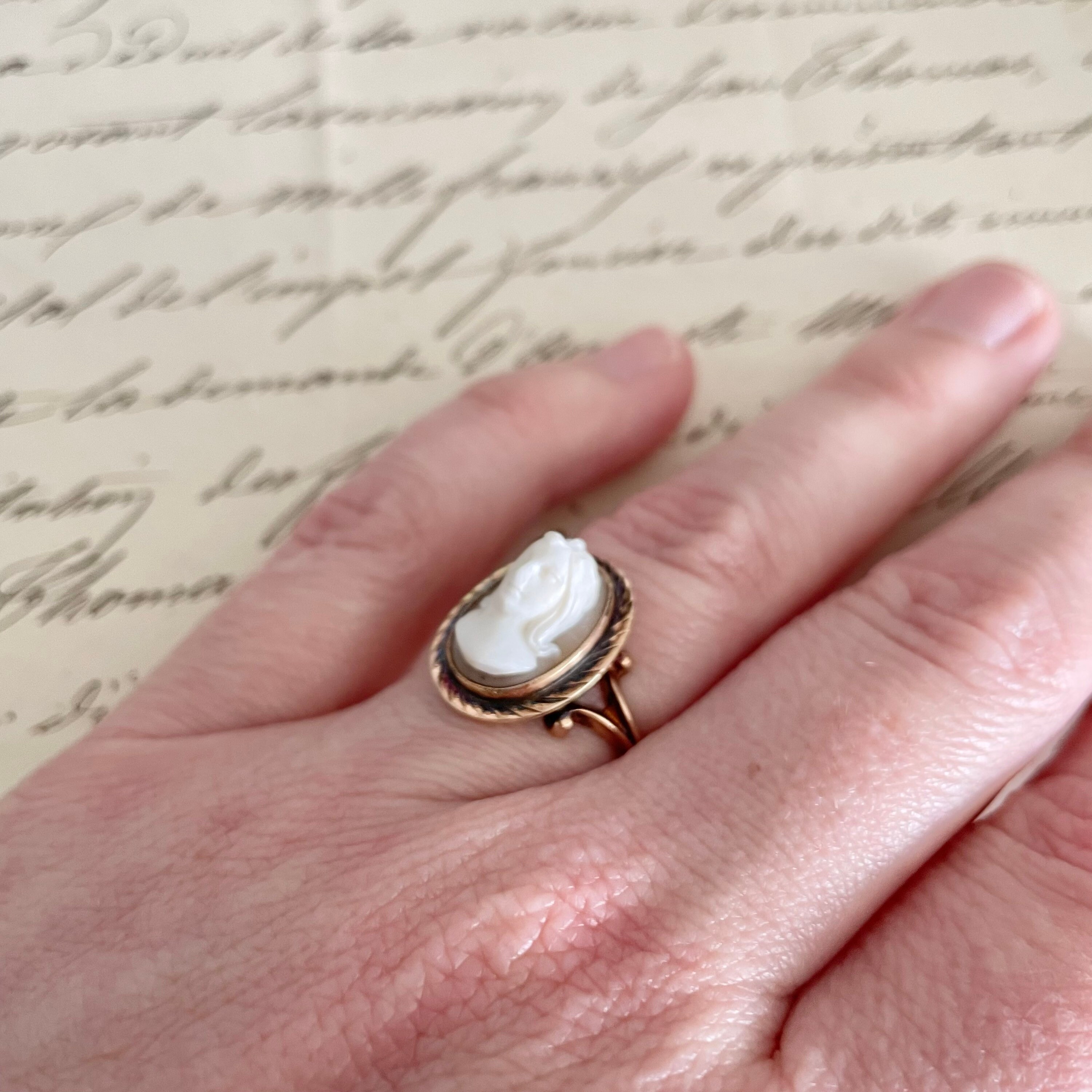 Unique Antique 10K Gold Carved Shell Cameo Ring - Etsy