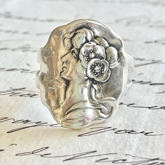 Antique Art Nouveau Sterling Silver Maiden Statement … - Gem