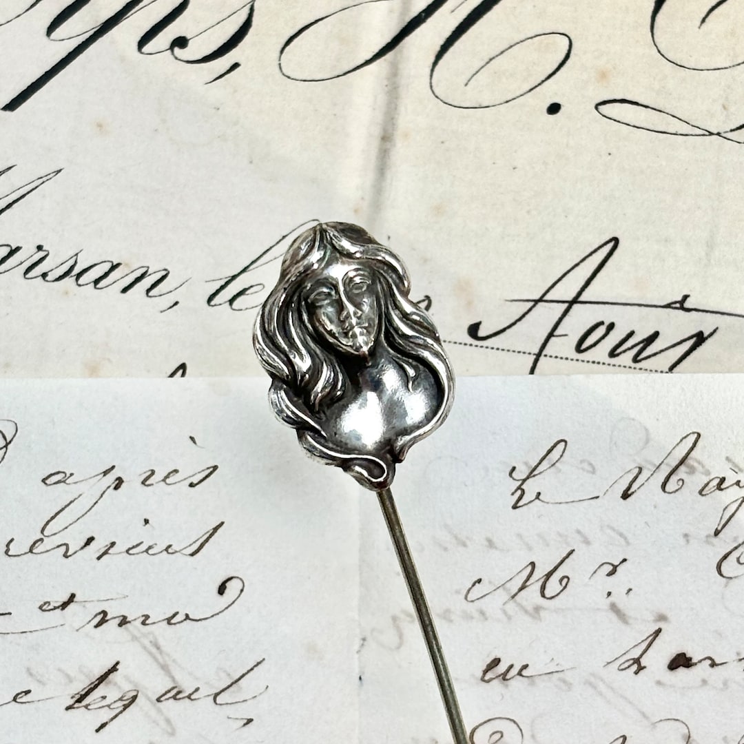 Antique Sterling Silver Maiden Goddess Stick Pin - Etsy