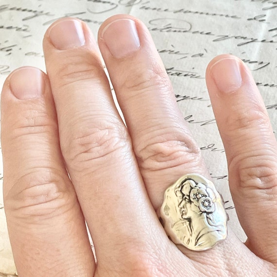 Antique Art Nouveau Sterling Silver Maiden Statement … - Gem