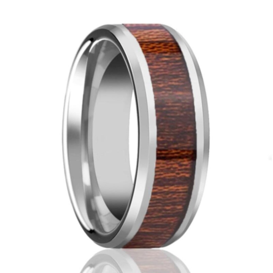 MYTHIC | Tungsten Ring Koa Wood Inlay, 8MM Rings, Wedding Ring - Etsy
