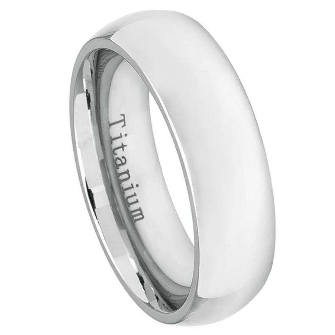 White Titanium Classic Domed Ring 7mm Rings, Wedding and Engagement ...