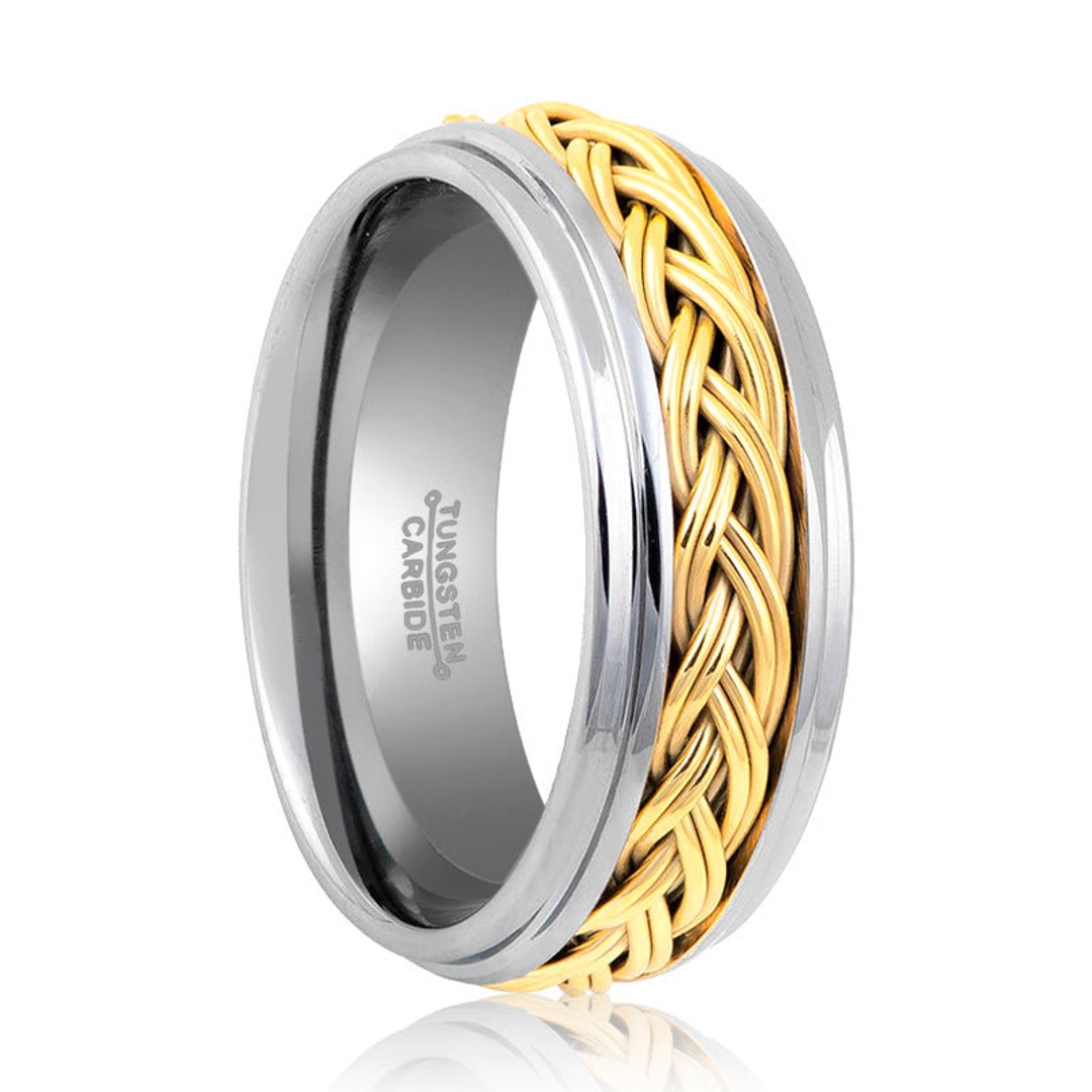VIPER Tungsten Ring Gold Rope, 8MM Rings, Wedding Ring - Etsy