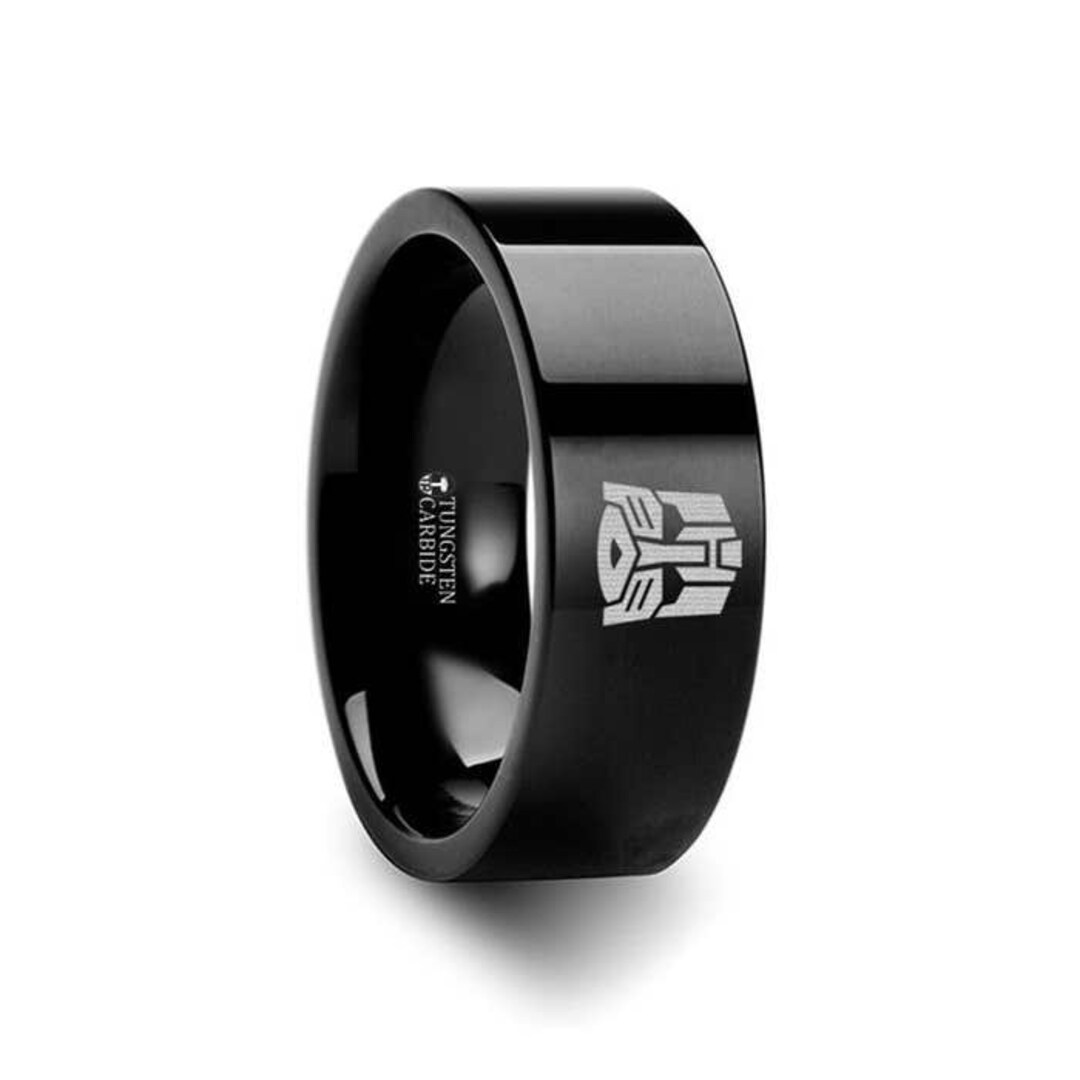 Trans-formers Robots Super Hero Black Tungsten Engraved Ring Jewelry ...