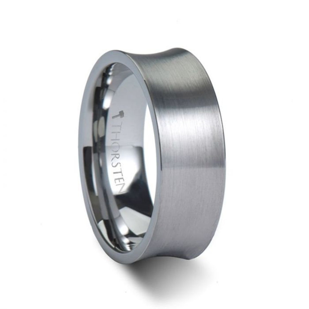 TUCSON Concave Tungsten Carbide Ring With Brushed Finish - 8mm, Men and ...