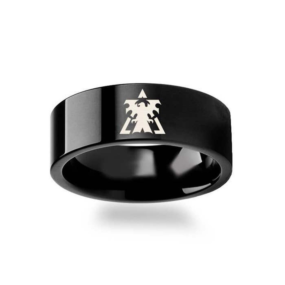 Engraved Starcraft Terran Symbol Black Tungsten Ring – Men's Wedding ...