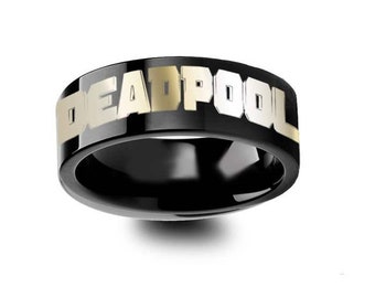 Minions Despicable Me Symbol Super Hero Black Tungsten Engraved Ring ...