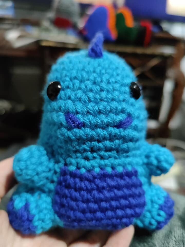 Crocheted Godzilla Plushie Blue/teal | Kaiju Companion | Handmade ...
