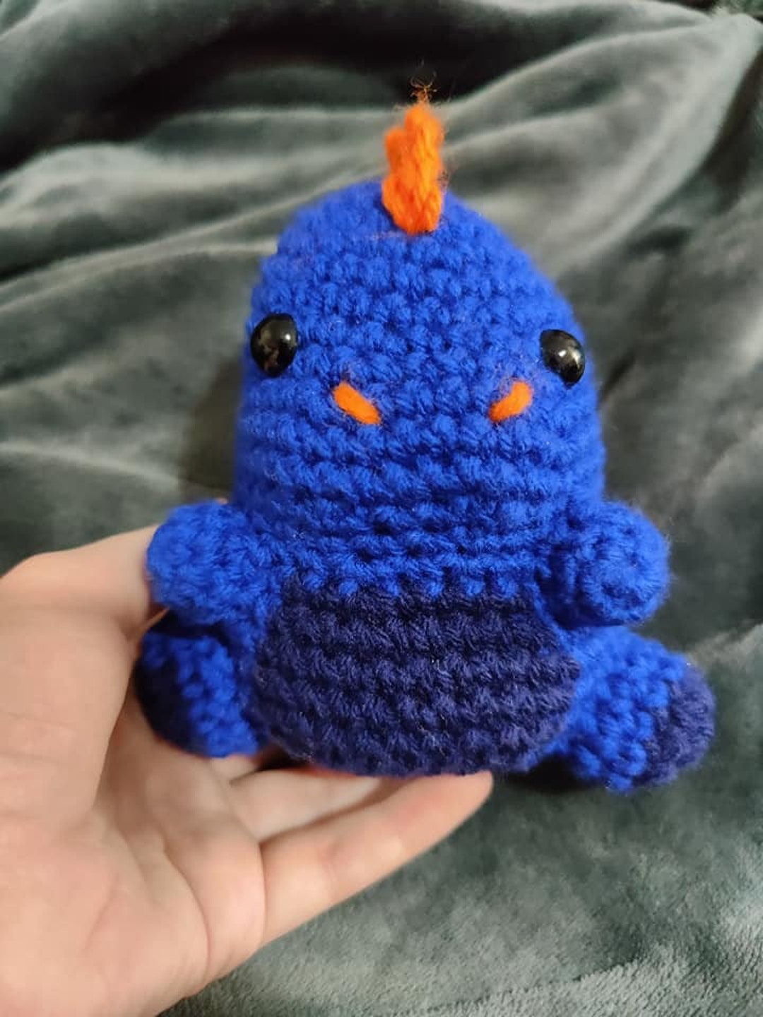 Crocheted Godzilla Plushie Blue/drkblue | Kaiju Companion | Handmade ...