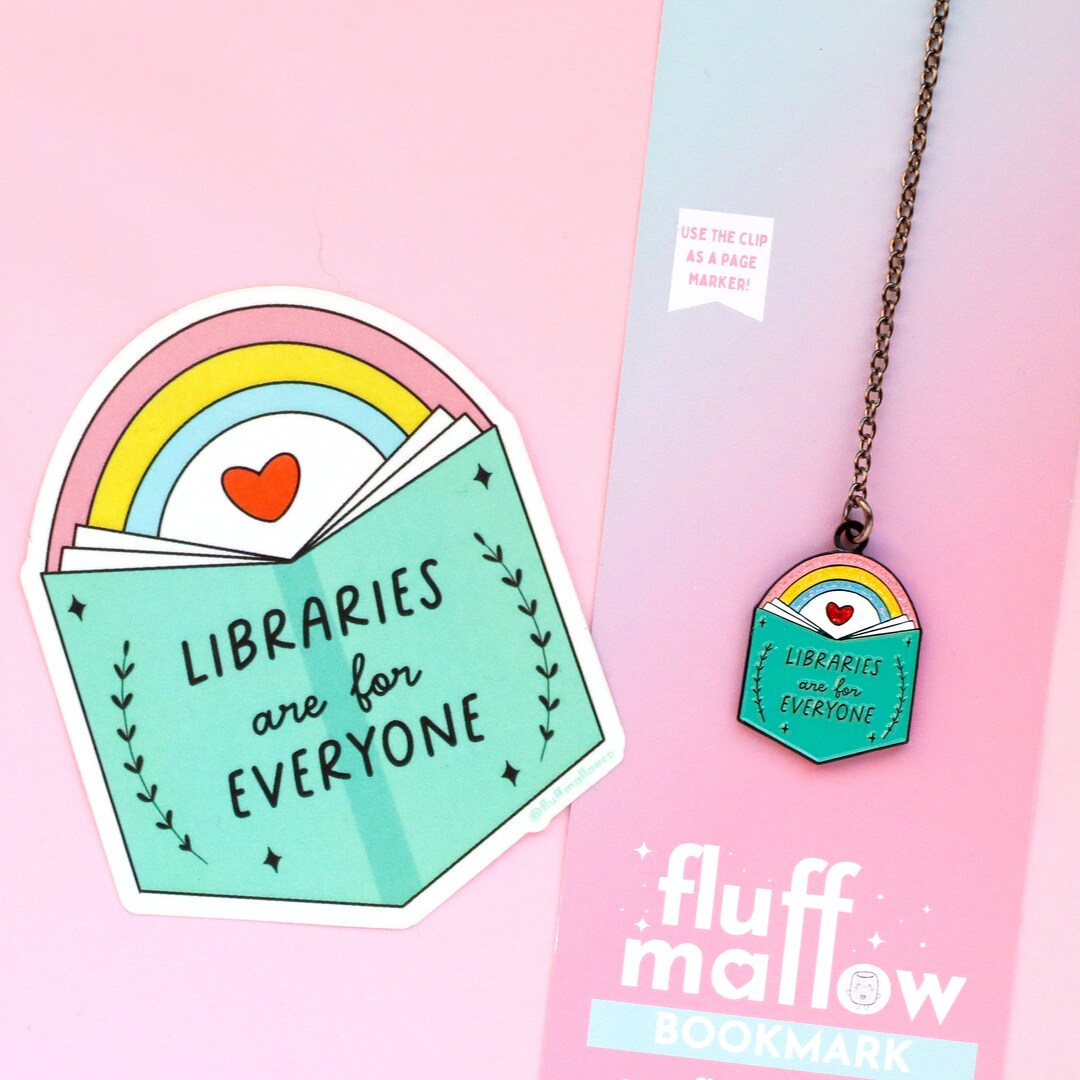 Libraries Are for Everyone Enamel Bookmark With Chain, Book Club Gifts ...
