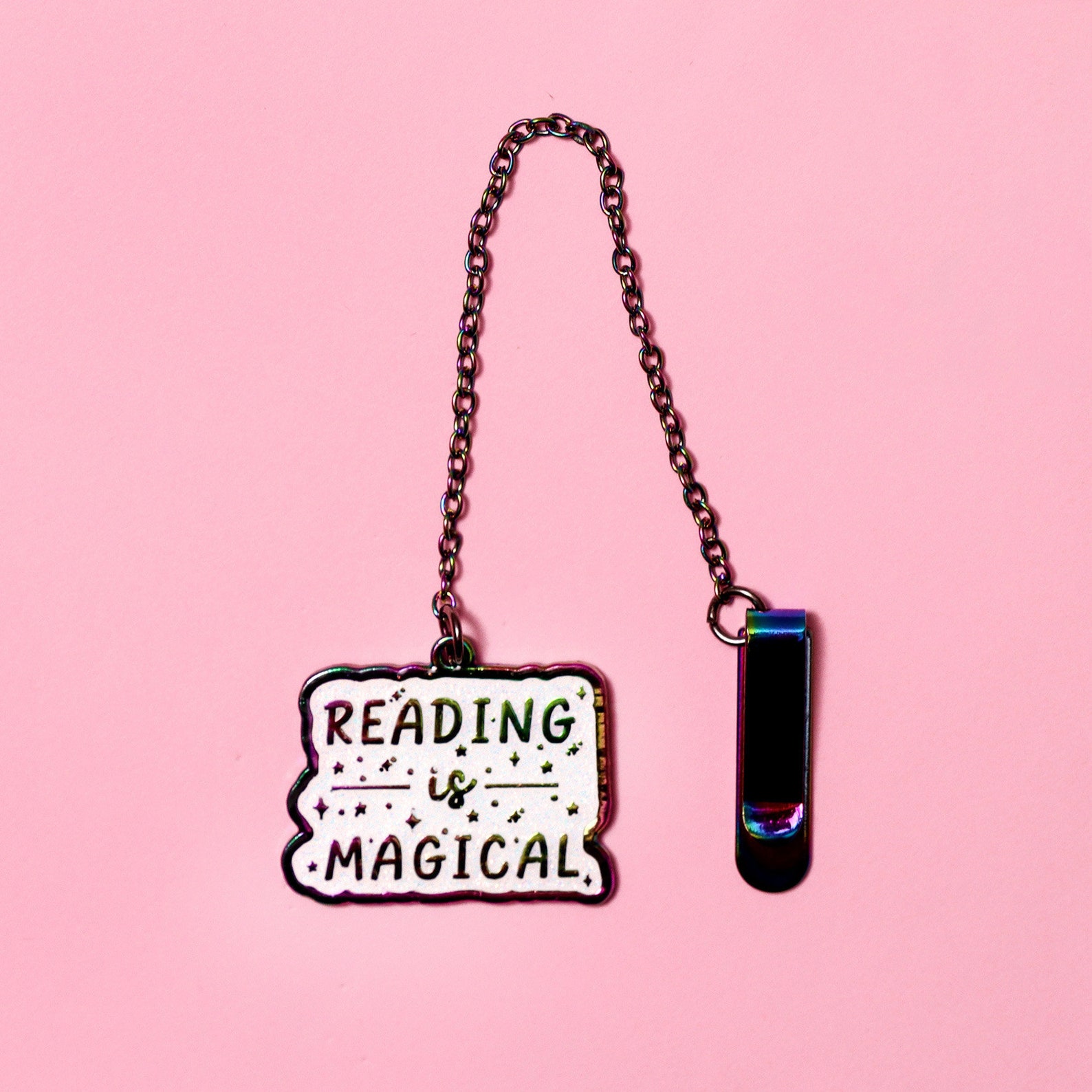 Reading is Magical Enamel Bookmark With Chain, Whimsical Book Lover ...