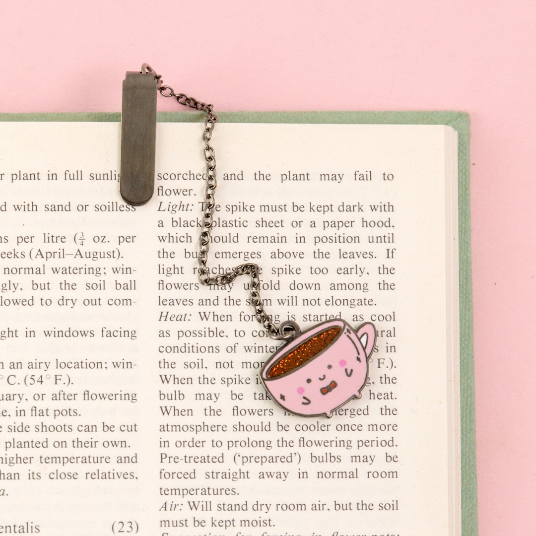Kawaii Coffee Cup Enamel Bookmark | Gifts for Readers Librarians | Book ...