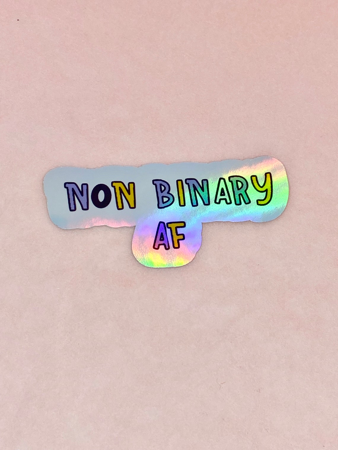 Non binary stickers enby stickers holographic vinyl sticker | Etsy