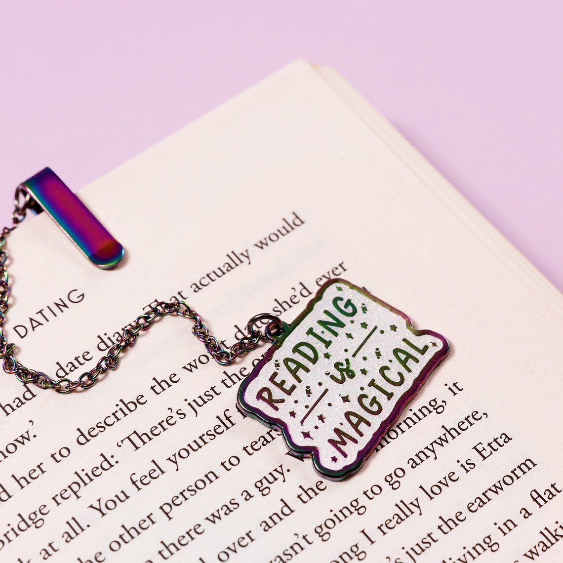 Reading is Magical Enamel Bookmark With Chain, Whimsical Book Lover ...