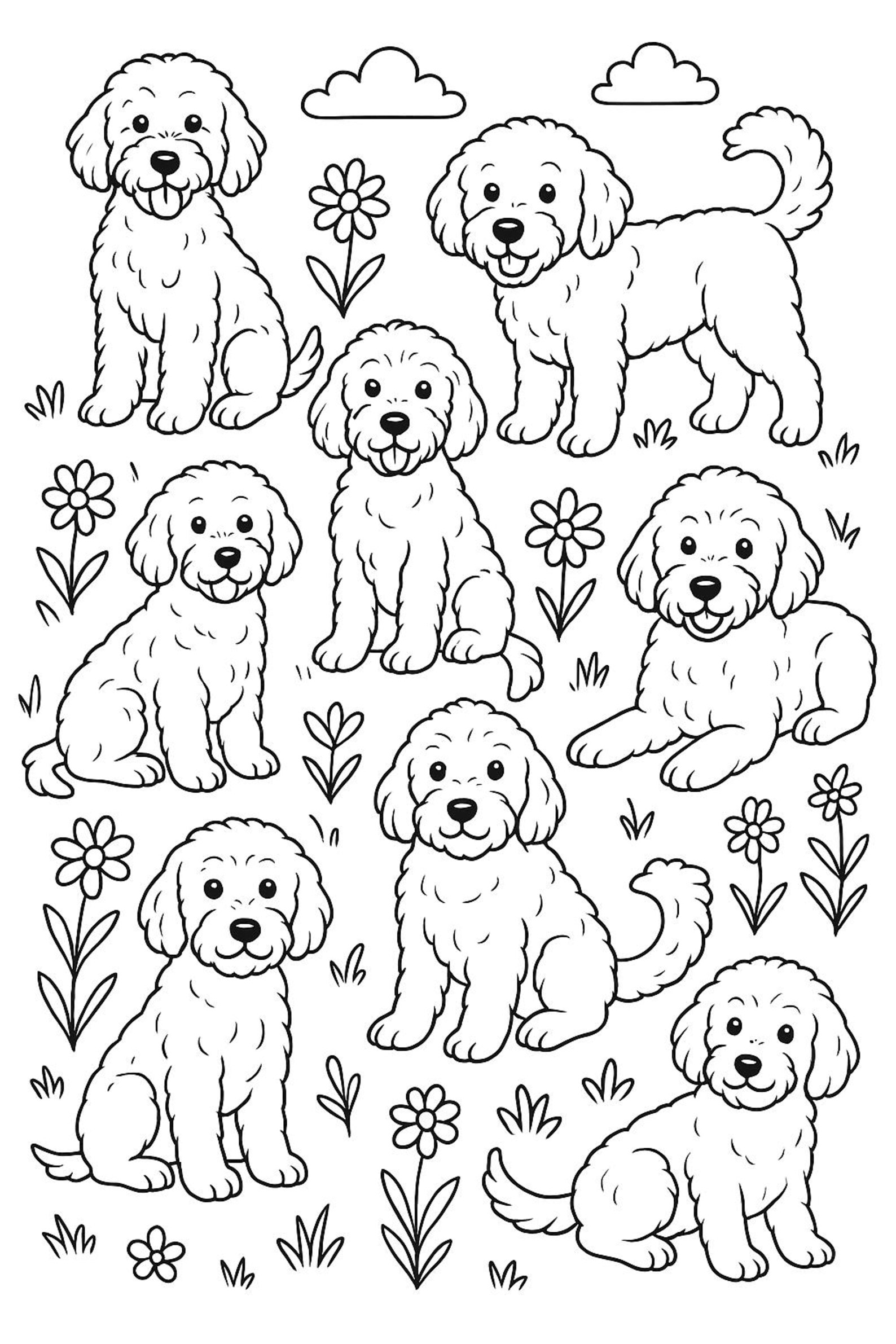 Goldendoodle Coloring Book Page | Printable Dog Coloring Sheet ...