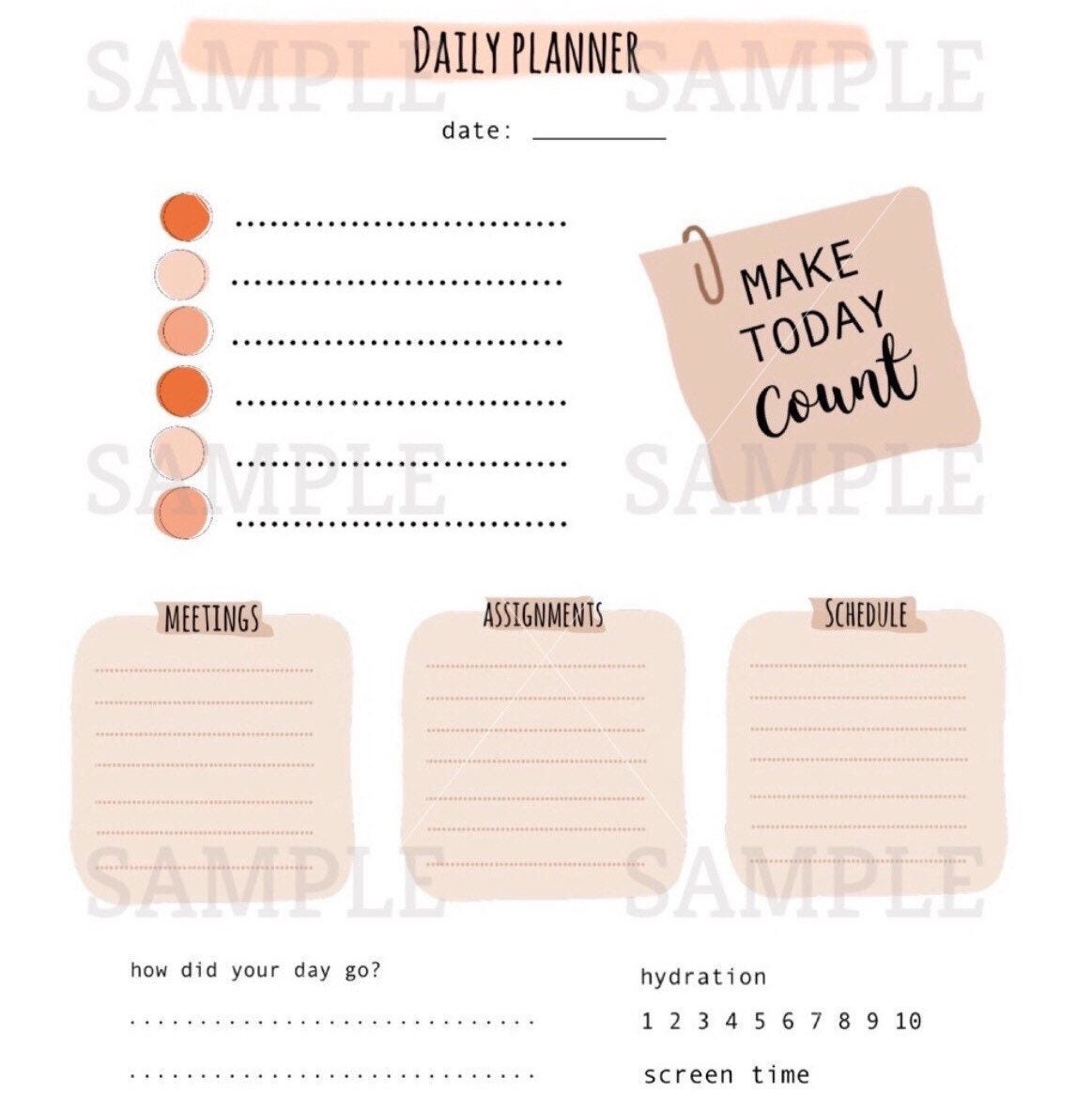 Aesthetic Printable Daily Planner - Etsy