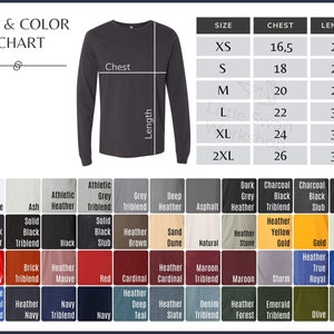 Bella Canvas 3501 Color Chart Bella Canvas 3501 Color and | Etsy