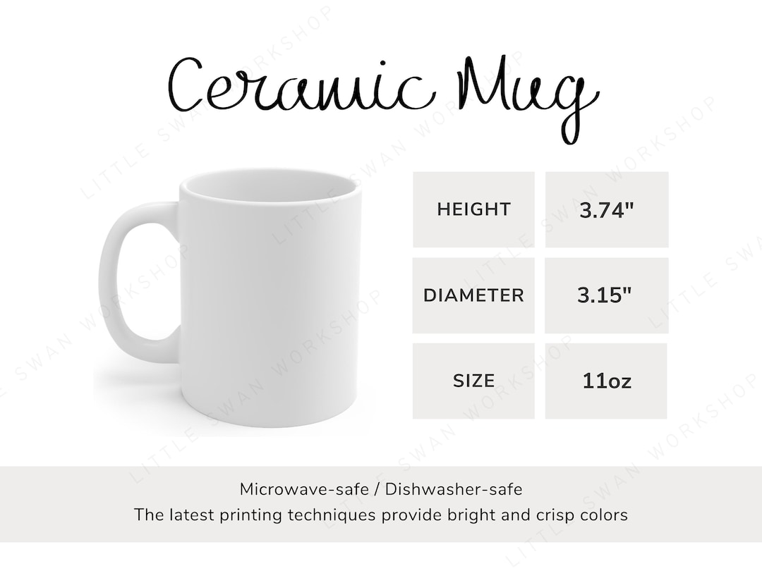 Ceramic Mug Size Chart 2 Versions Included 11oz Mug Sizing - Etsy