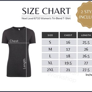 Next Level 6710 Size Chart Next Level 6710 Women's - Etsy