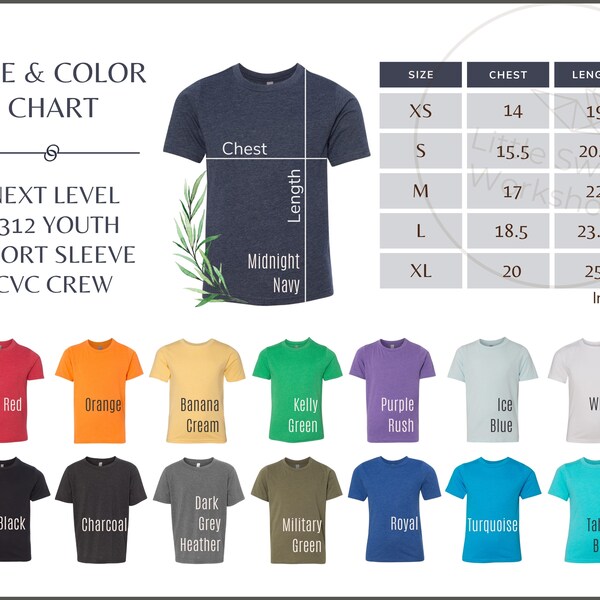 Next Level 3312 Color Chart - Etsy