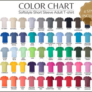 Gildan 64000 Color Chart, G640 Every Color Mockup and Color Guide ...