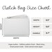 Clutch Bag Size Chart, Sizing Guide for Accessory Bag, 2 Versions ...
