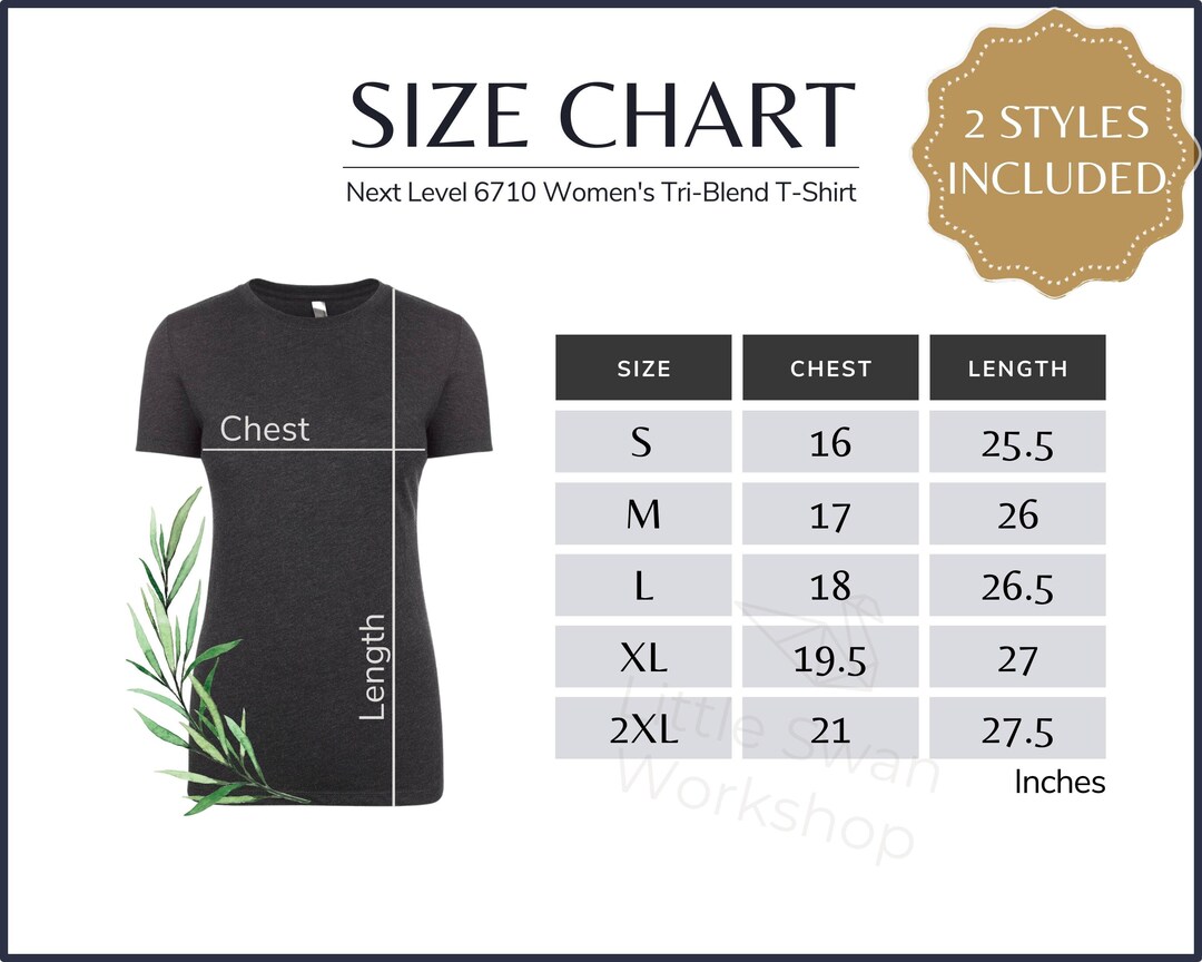 Next Level 6710 Size Chart Next Level 6710 Women's Triblend Tee Next ...
