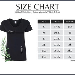 Gildan 5V00L V-neck Size Chart (digital Download) - Etsy