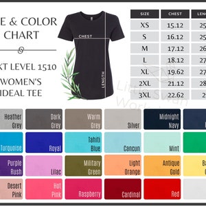Next Level 1510 Color Chart - Next Level 1510 Size and Color Table ...