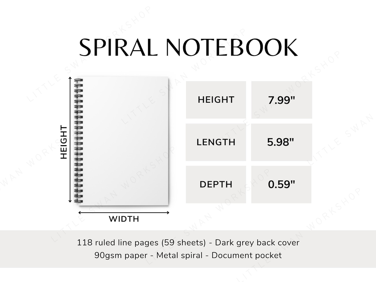 Spiral Notebook Size Chart 2 Versions Sizing Guide Included - Etsy