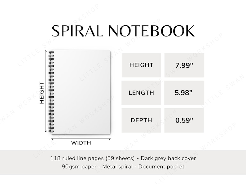 Spiral Notebook Size Chart 2 Versions Sizing Guide Included - Etsy