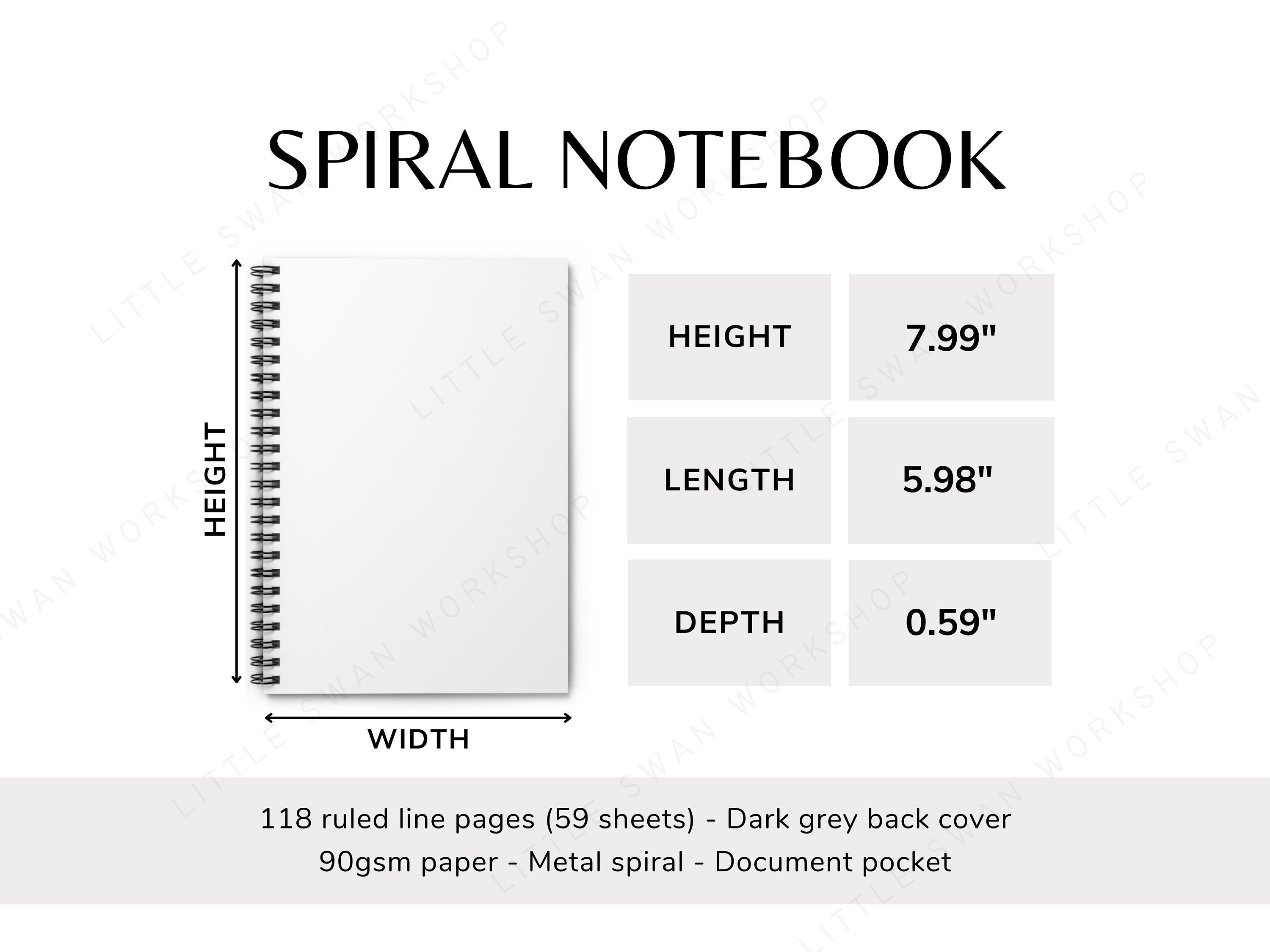Spiral Notebook Size Chart 2 Versions Sizing Guide Included - Etsy