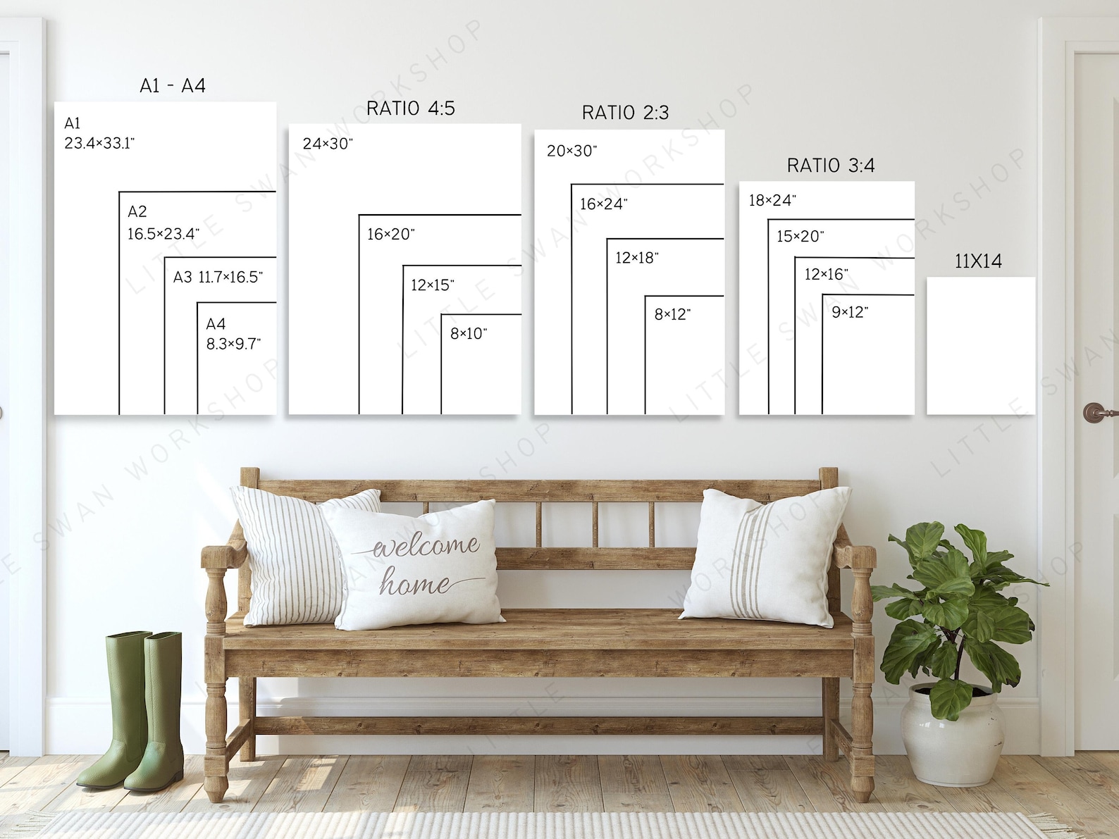 Wall Art Size Chart Frame Size Guide Ratio Table Wall - Etsy