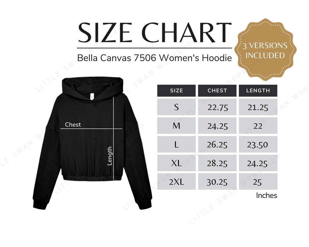 Bella Canvas 7506 Size Chart Women's Cinched (Instant Download) - Etsy