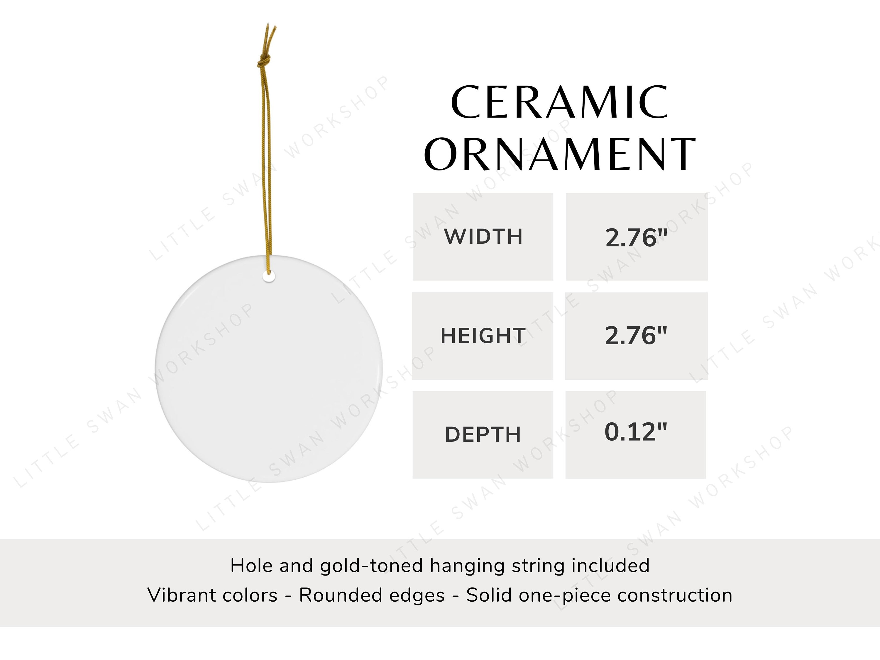 Ceramic Ornament Size Chart, Circle Shaped Ornament, 2 Versions ...