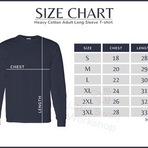 Gildan 5400 Size Chart - Gildan G540 Long Sleeve Tshirt Size Table ...