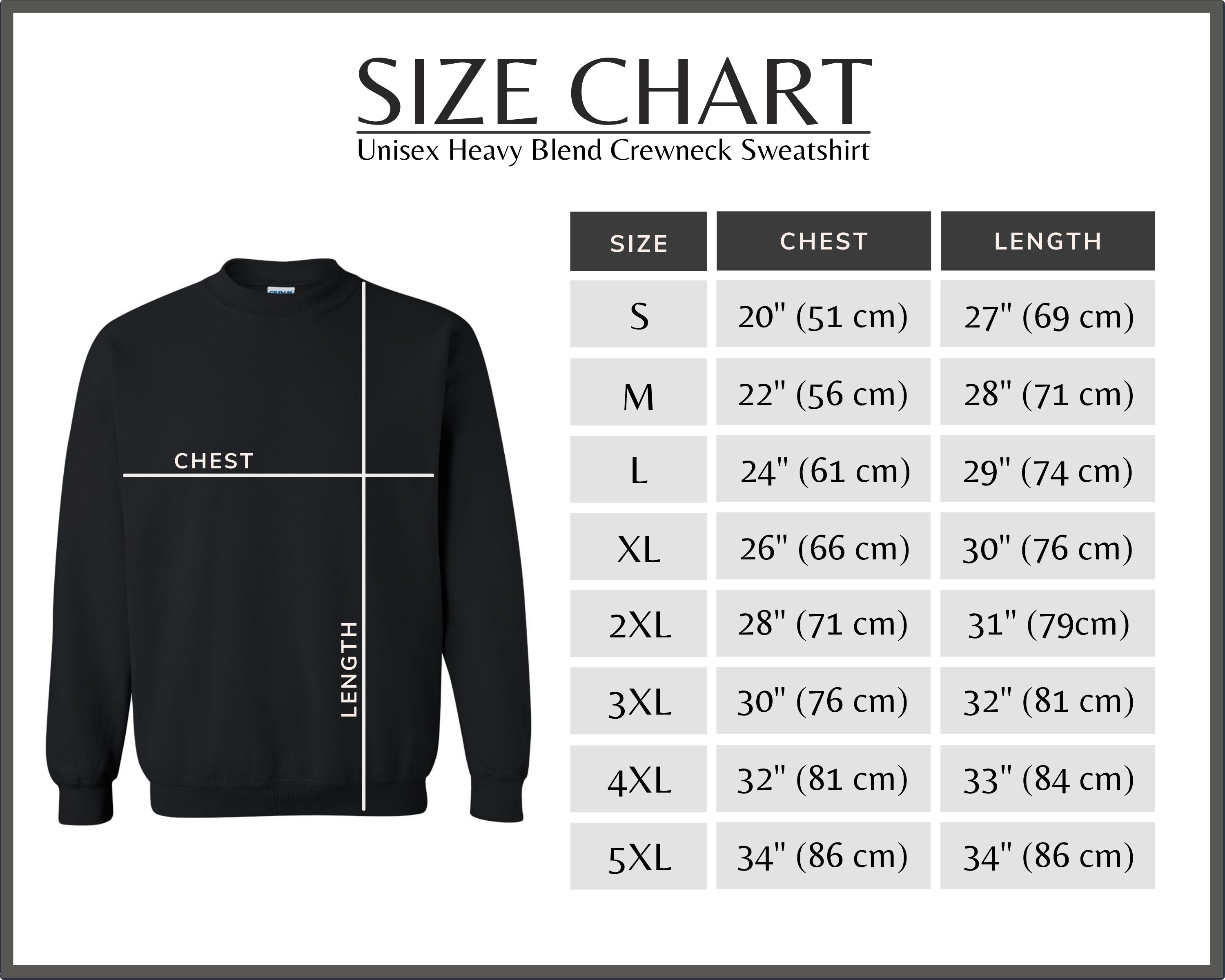 Gildan 18000 Size Chart Gildan G180 Sweatshirt Size Table - Etsy Gildan 18000 Size Chart Gildan G180 Sweatshirt Size Table - Etsy