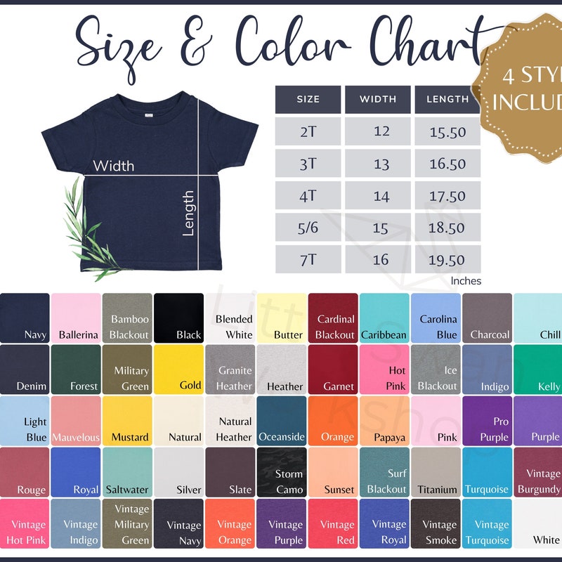 3317 Color Size Chart - Etsy