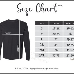 Comfort Colors 6014 Size Chart, G6014 Size Table, Size Guide for 6014 ...