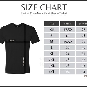 Next Level 6210 Size Chart: Unisex Crew Size Guide (digital Download ...
