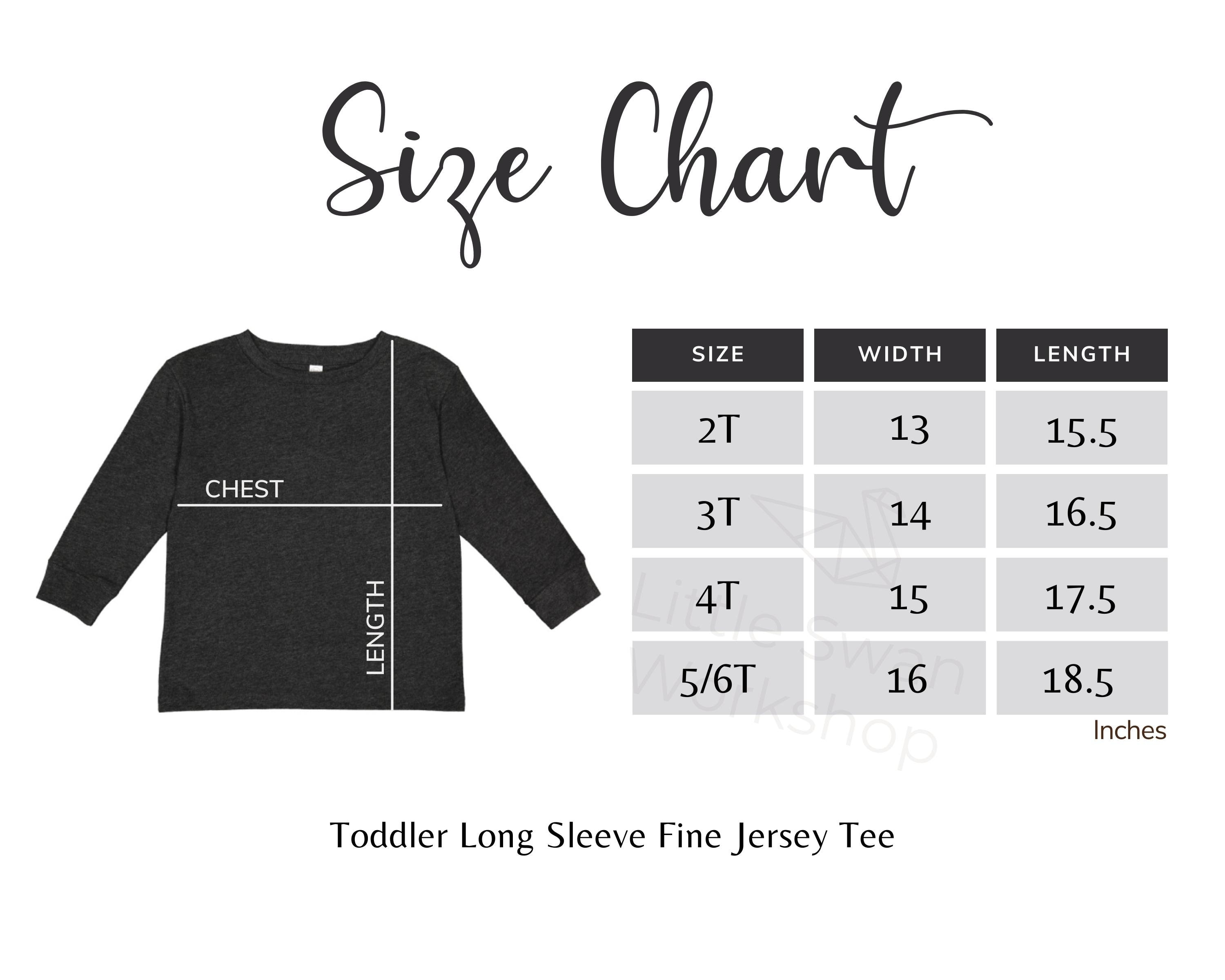 Rabbit Skins 3302 Size Chart, Toddler Long Sleeve T-shirt Size Guide ...