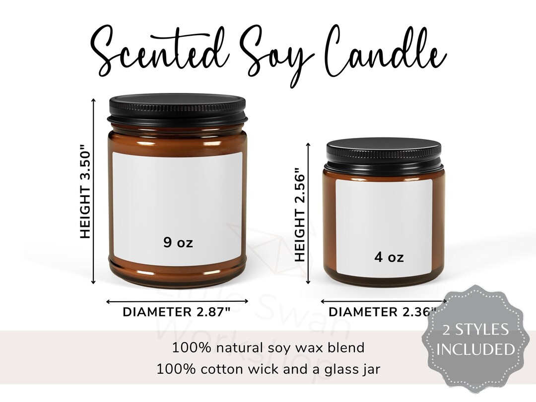 Scented Soy Candle Amber Jar Size Chart, 4oz 9oz Sizing Guide, Print on ...